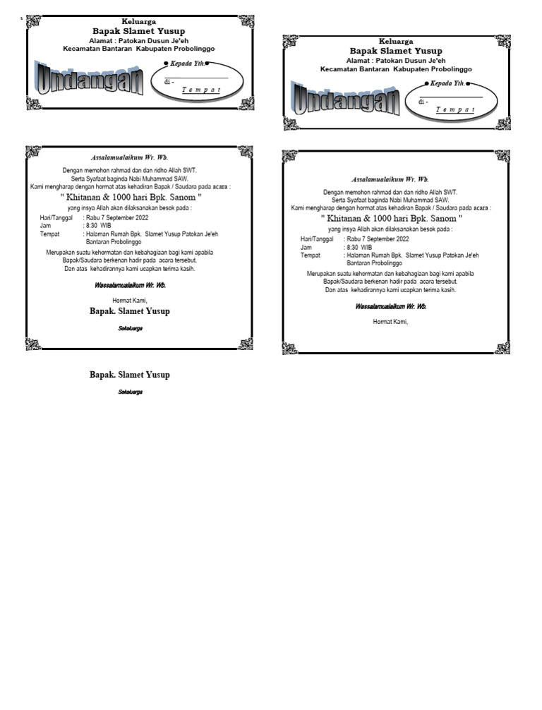 Undangan Kenduri | PDF