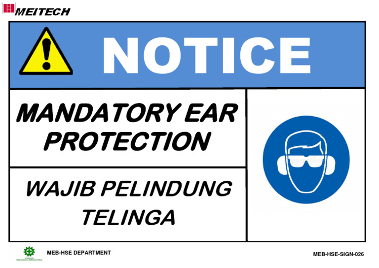 MEB-HSE - 026 Mandatory Ear Protection | PDF