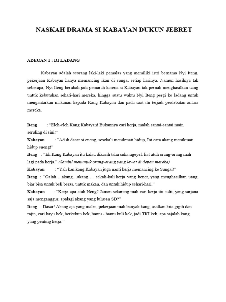 Naskah Drama Si Kabayan Dukun Jebrett | PDF