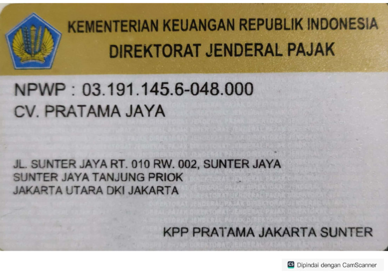 NPWP CV Pratama Jaya | PDF