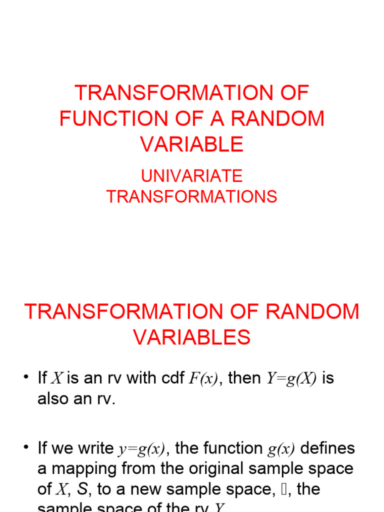 Transformation - 530 | PDF | Probability Density Function | Probability Distribution
