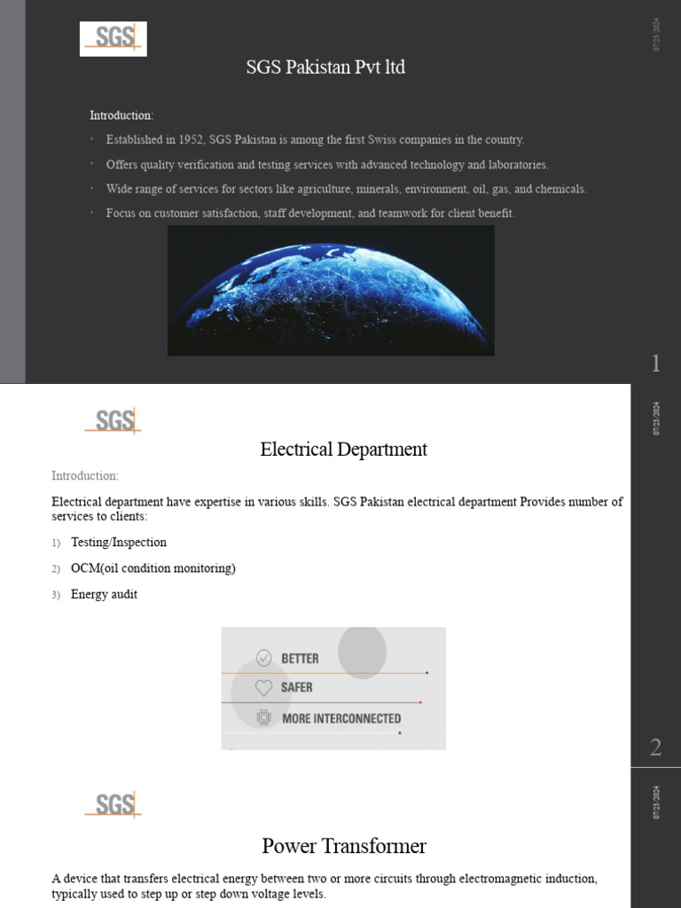 SGS Presentation | PDF | Transformer | Electrical Resistance And ...