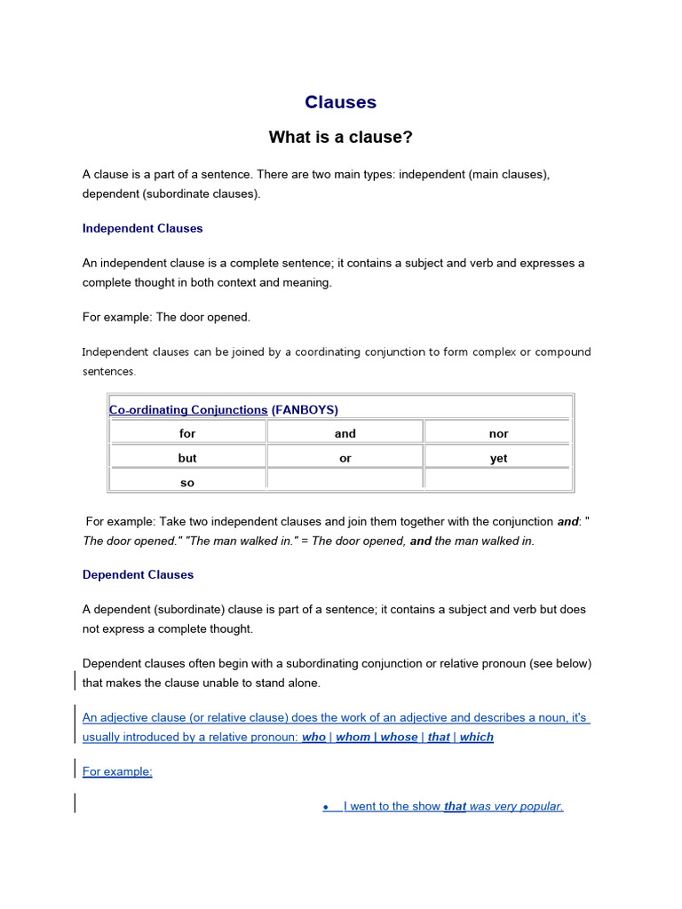 YUNA-20more Info On Clauses | PDF | Clause | Adverb