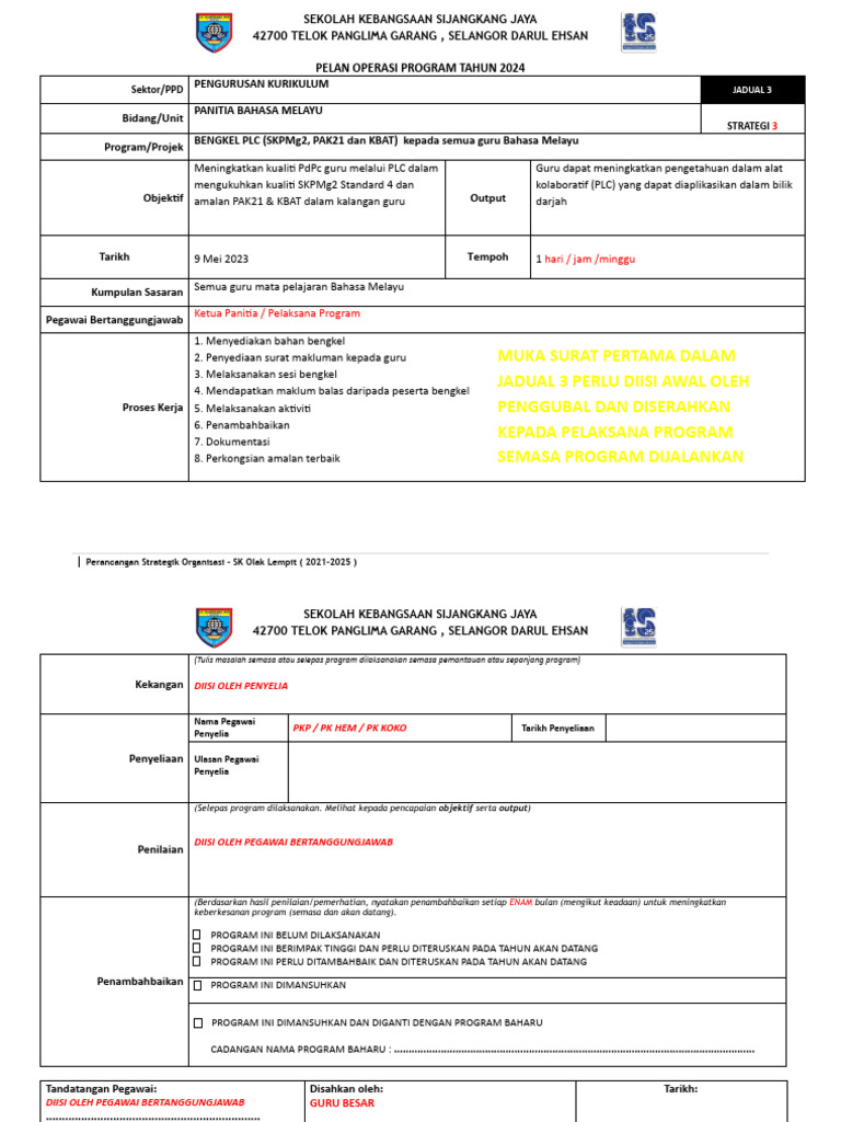PANDUAN PENGISIAN JADUAL 3 | PDF
