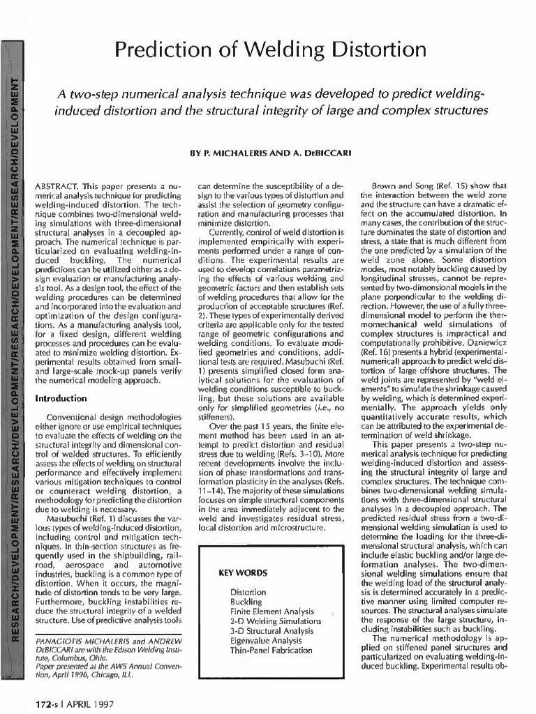Prediction of Welding Distortion | PDF | Stress (Mechanics) | Buckling