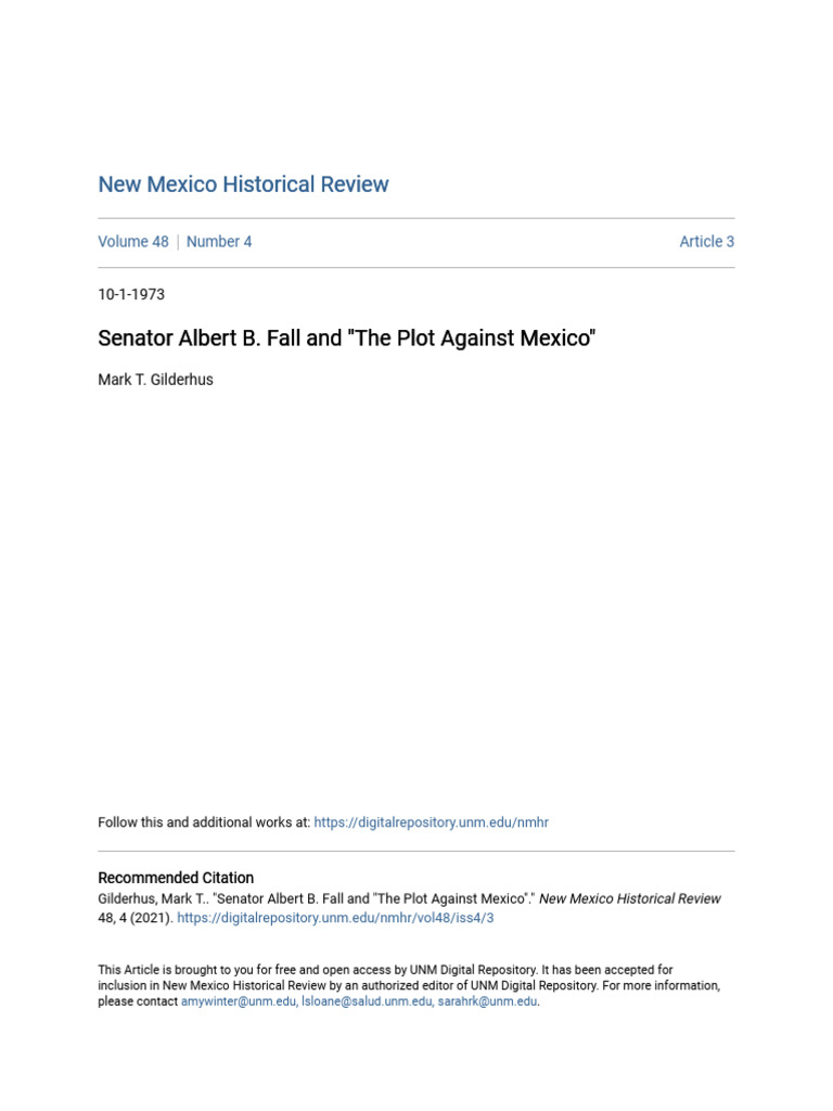 Senator Albert B. Fall and The Plot Against Mexico | PDF | Mexico