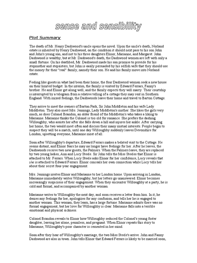 Sense and Sensibility | PDF | Sense And Sensibility | Elinor Dashwood
