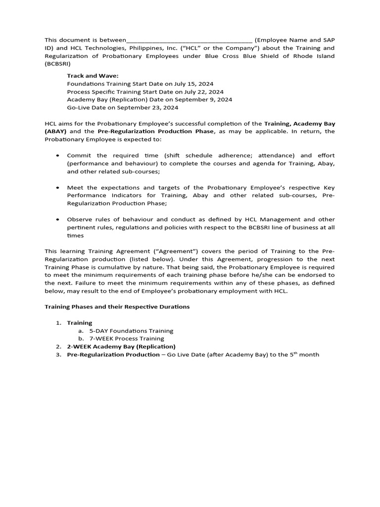 Updated LTA With Onsite - BCBSRI | PDF | Employment | Performance Indicator
