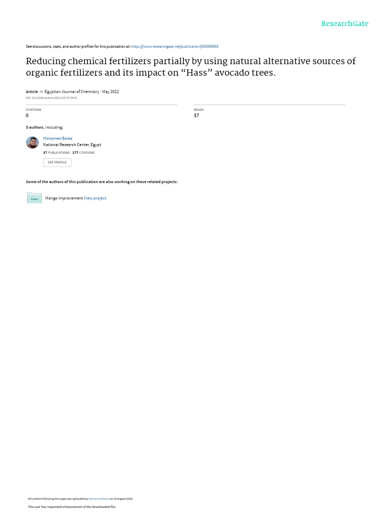 Reducing Chemical Fertilizers Partially by Using N | PDF | Fertilizer | Avocado