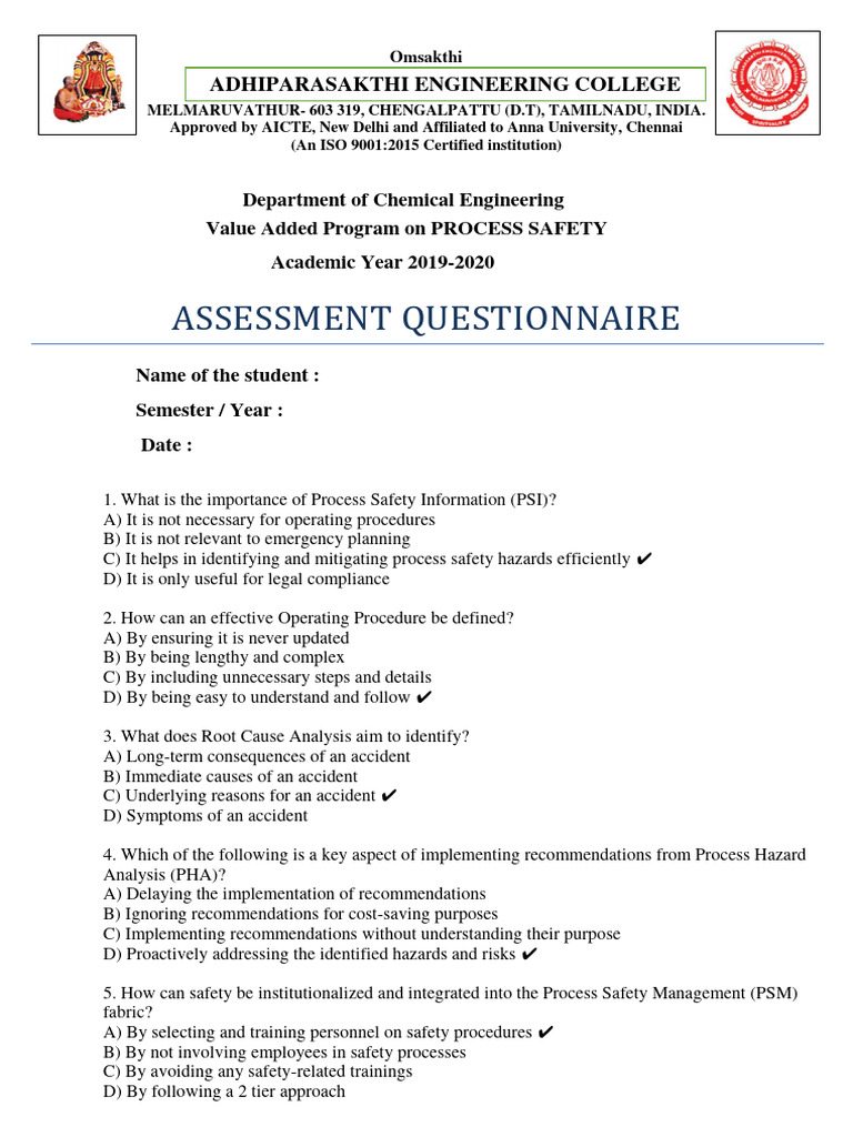 Assessment Questions Safety | PDF | Risk | Safety