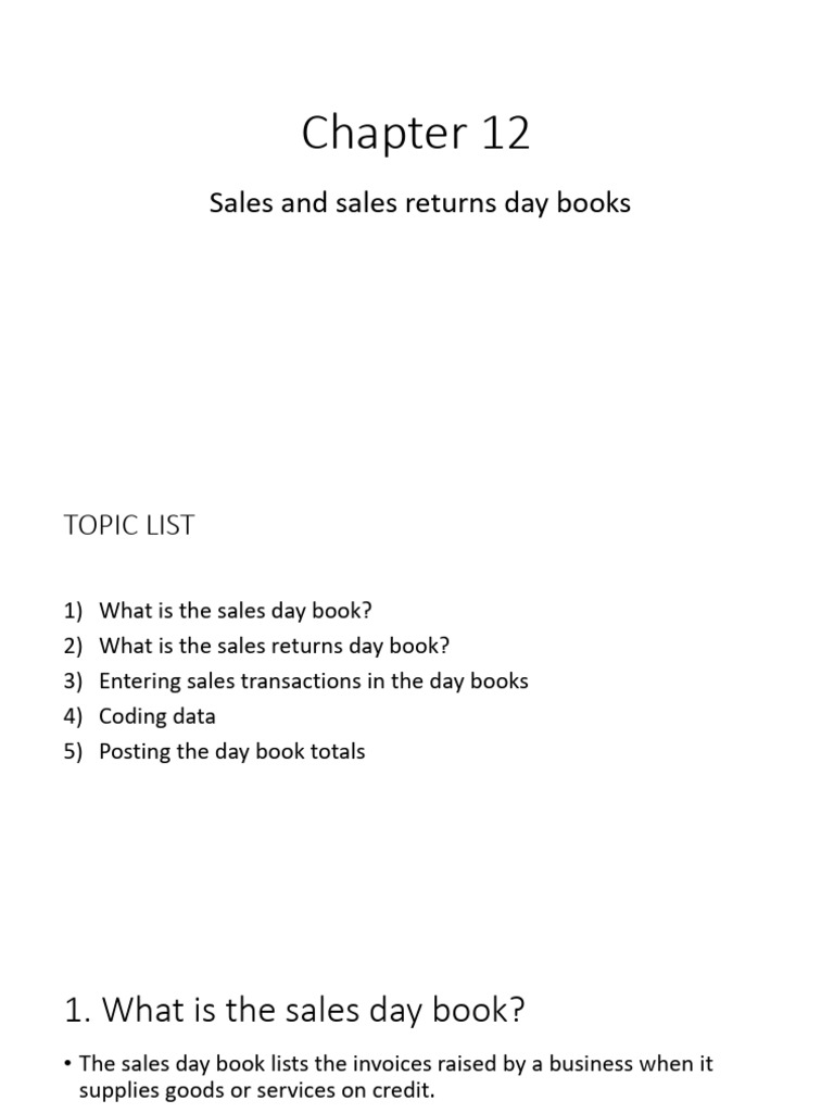 CH12 Sale and Sale Return Day Book | PDF | Spreadsheet | Computing