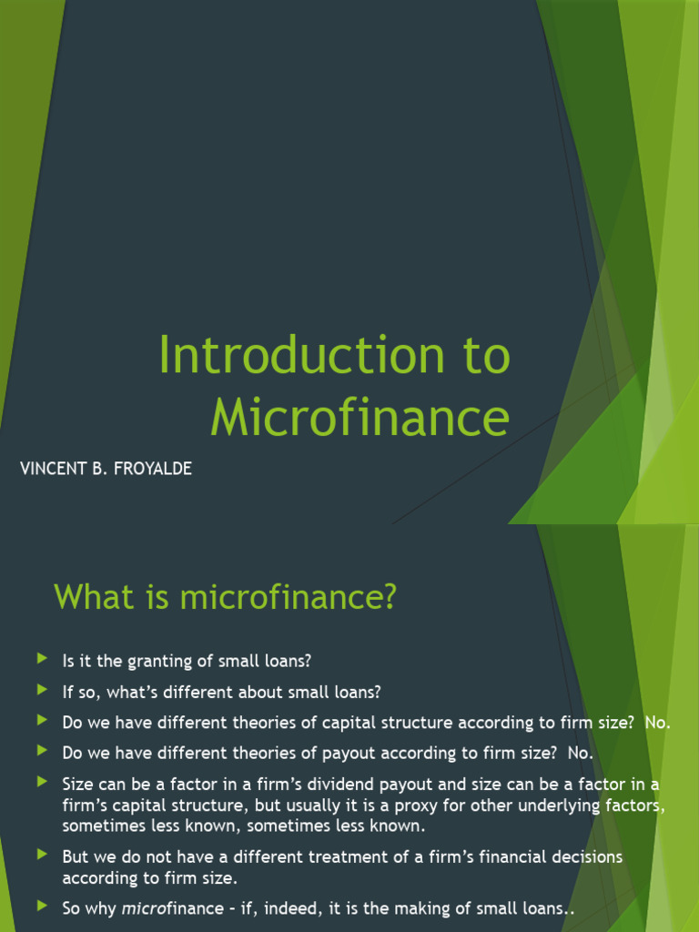 Microfinance Intro | PDF | Loans | Interest