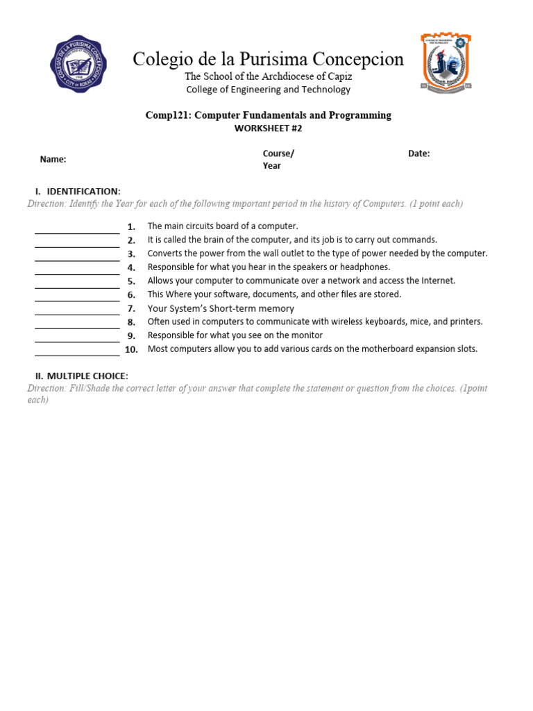 ILK Comp121 Week2 Module2 2021 2022 WorkSheet Student | PDF ...