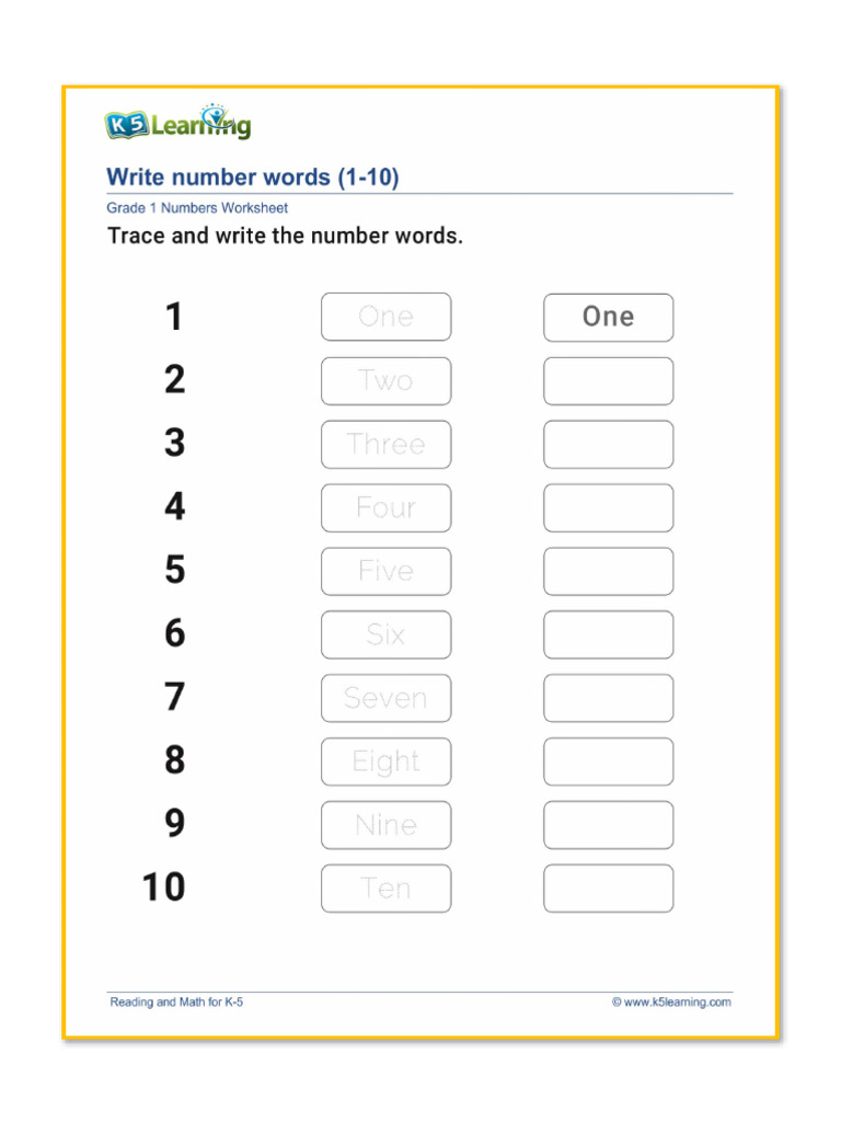 Numbers Worksheet | PDF