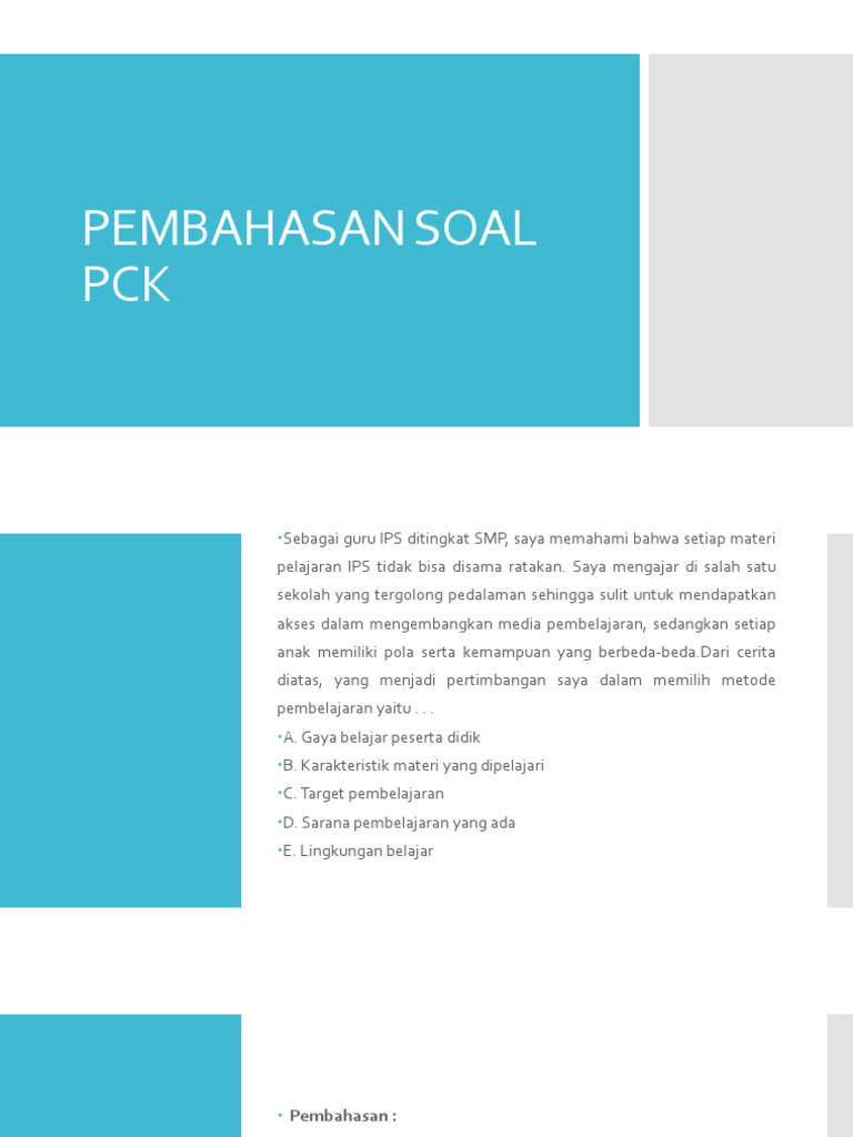 Pembahasan Soal PCK | PDF