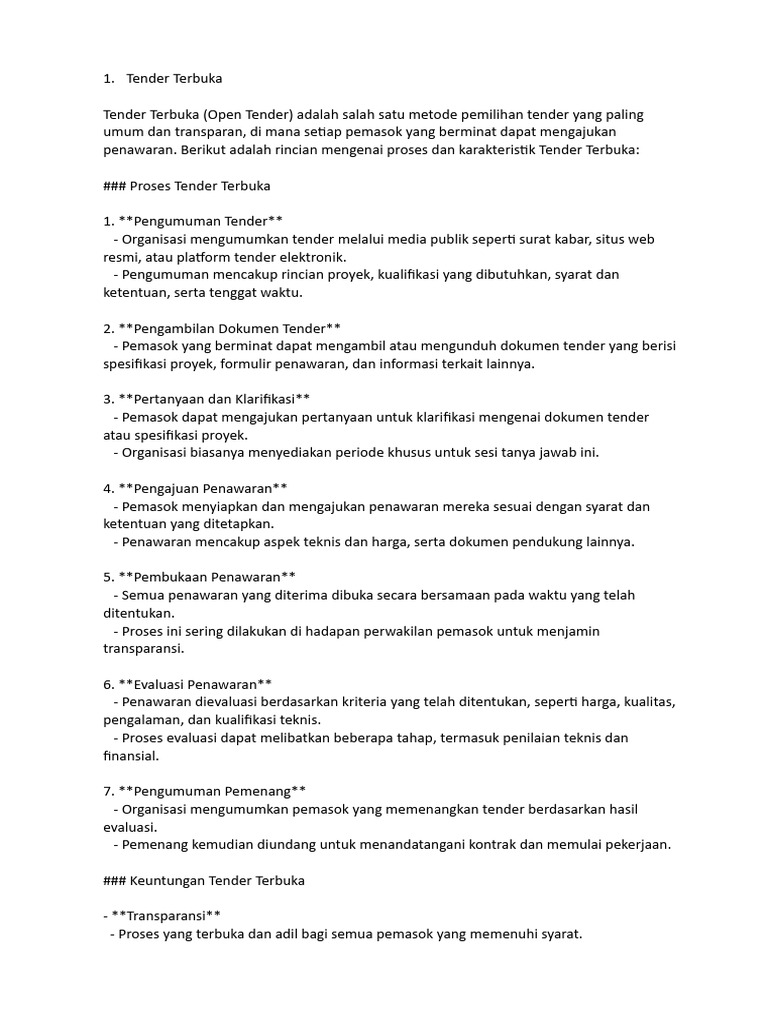 Tender Terbuka | PDF