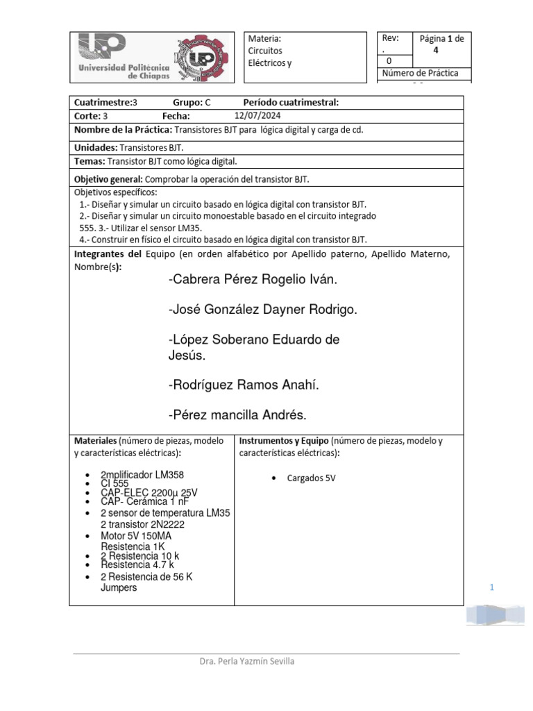Dayner Jose - 3C - Practica 3.2 | PDF | Electrónica | Red eléctrica