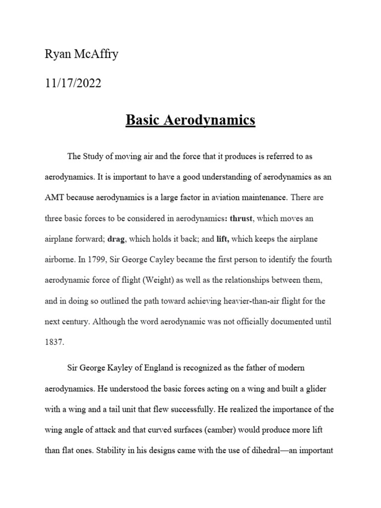 Basic Aerodynamics Project | PDF | Thrust | Lift (Force)