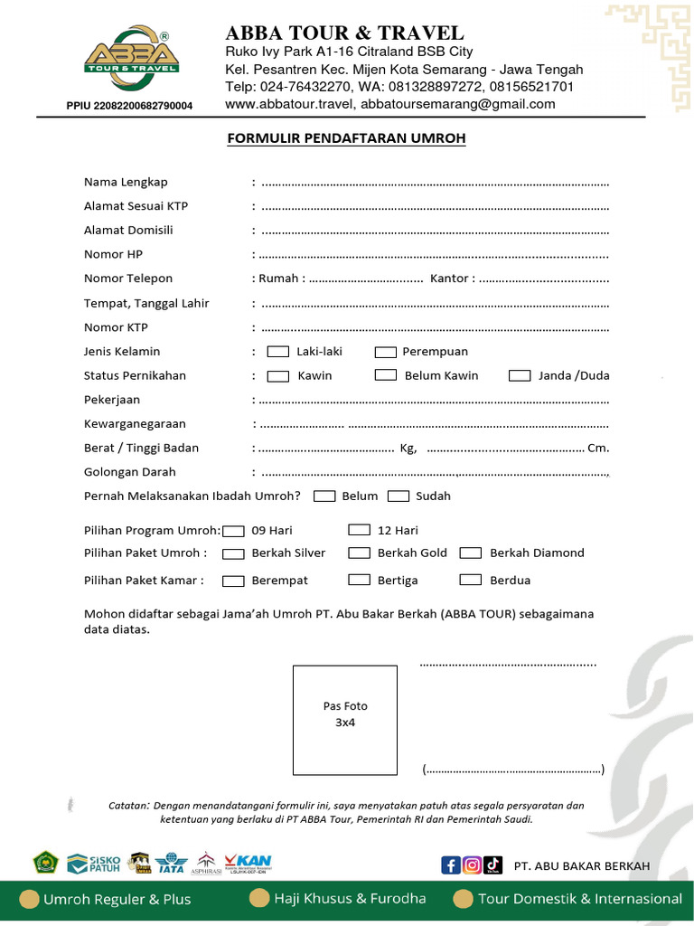 Formulir Pendf Umroh | PDF