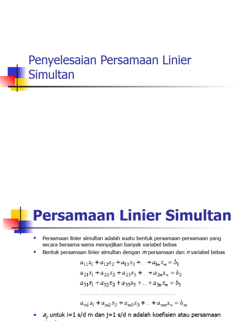 MetNum4-Penyelesaian-Persamaan-Linier-Simultan - Barurev | PDF