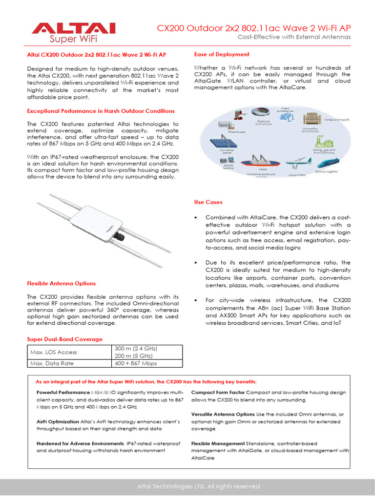 Altai CX200 Catalog Eng210914 | PDF | Wi Fi | Ieee 802.11
