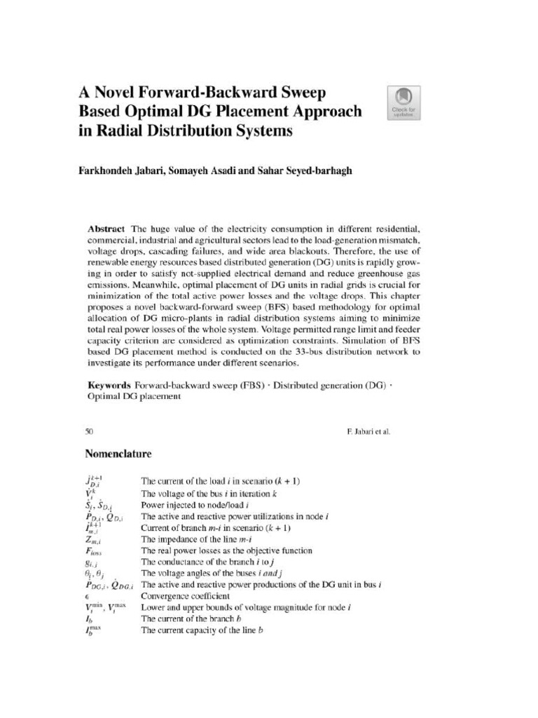 A Novel Feed Forward And Back Sweep Algorithm Pdf
