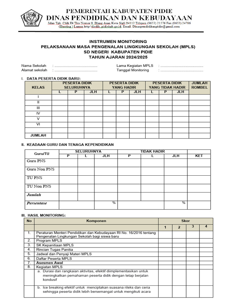 Instrumen Monitoring Mpls 2024 | PDF