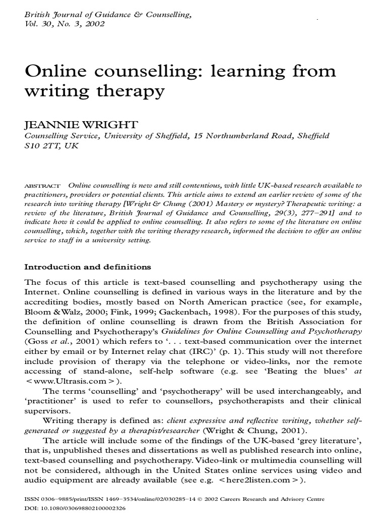 Online Counseling Writing | PDF | Psychotherapy | Psychology