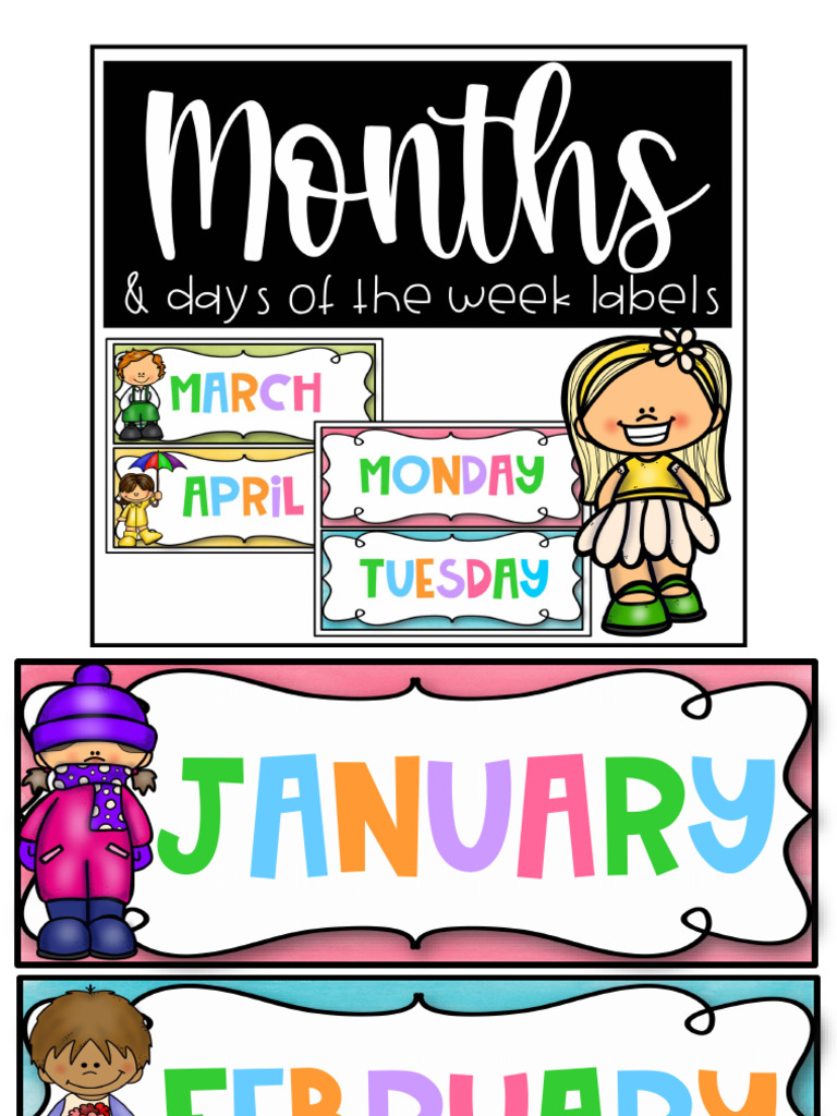 Month and Days of The Week Labels | PDF