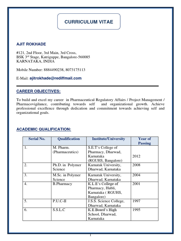AJIT - CV - Converted (2) - 2 | PDF | Pharmaceutical Formulation | Biopolymer