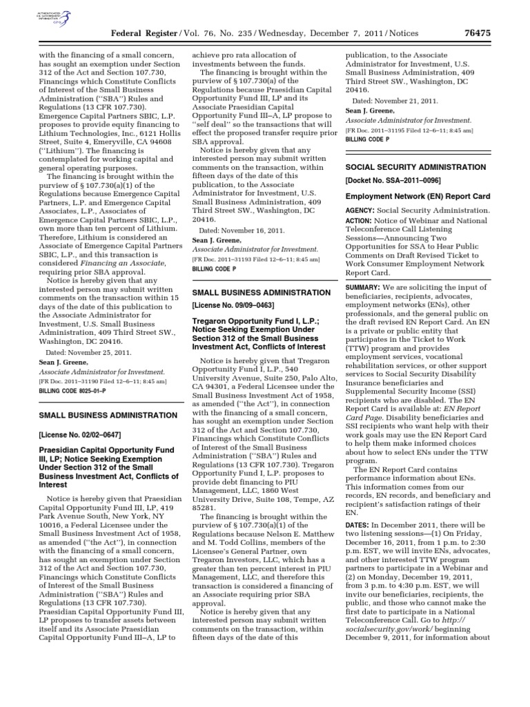 Federal Register Notice - Ticket To Work EN Webinar and National ...