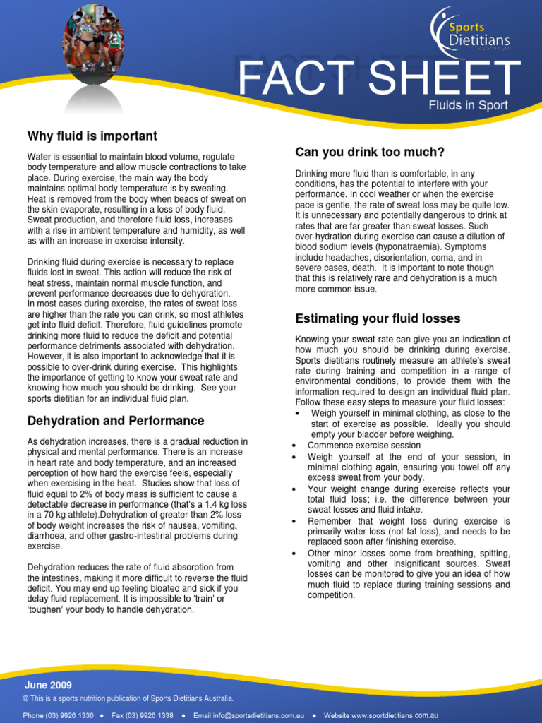 Fluids in Sport | PDF | Dehydration | Perspiration