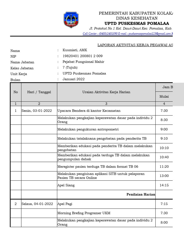 AKTIVITAS HARIAN Kus | PDF