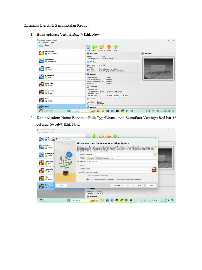 Langkah-Langkah Penginstalan RedHat | PDF