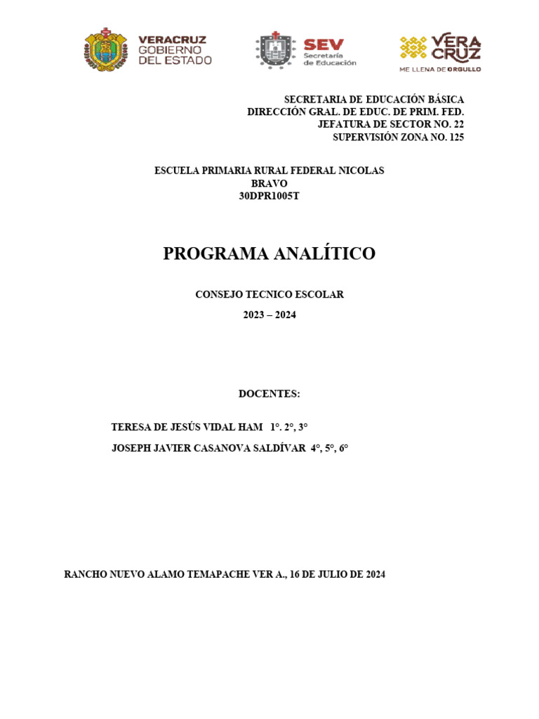 Programa Analitico Nb 093804 Pdf Evaluación Aprendizaje