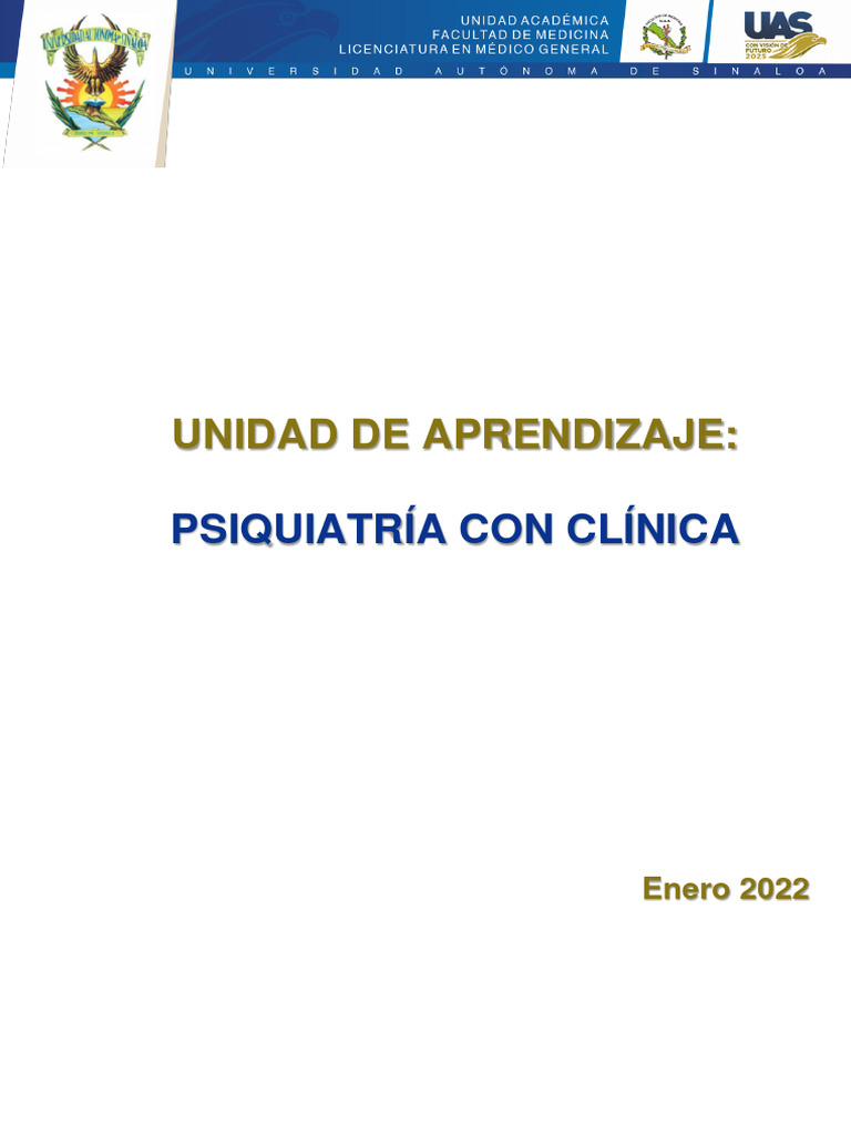 Programa de Psiquiatría Clínica UAS | PDF | Trastorno mental ...