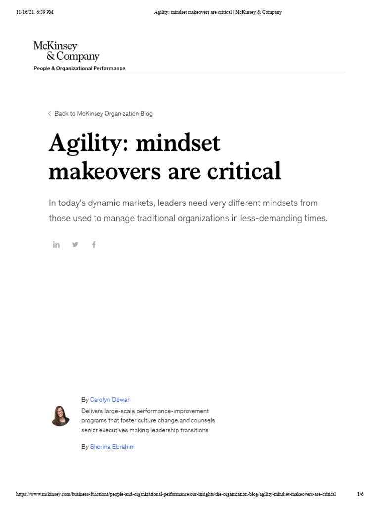 Agility +mindset+makeovers+are+critical+ +McKinsey+&+Company | PDF ...
