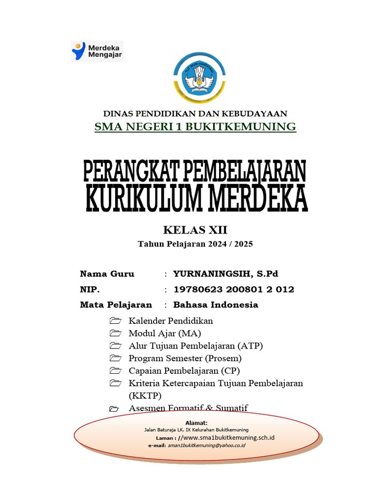 Cover Perangkat Pembelajaran Kurikulum Merdeka | PDF