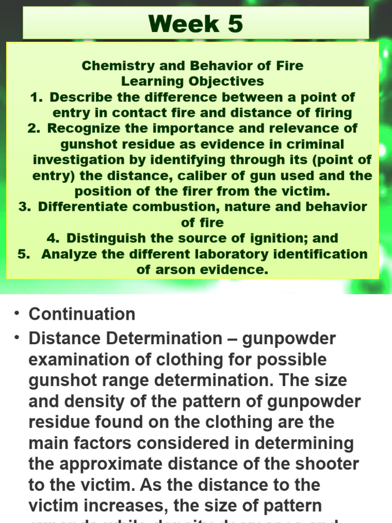 Week 5and7 Powerpoint SLP Forensic Chemistry | PDF | Combustion | Fires