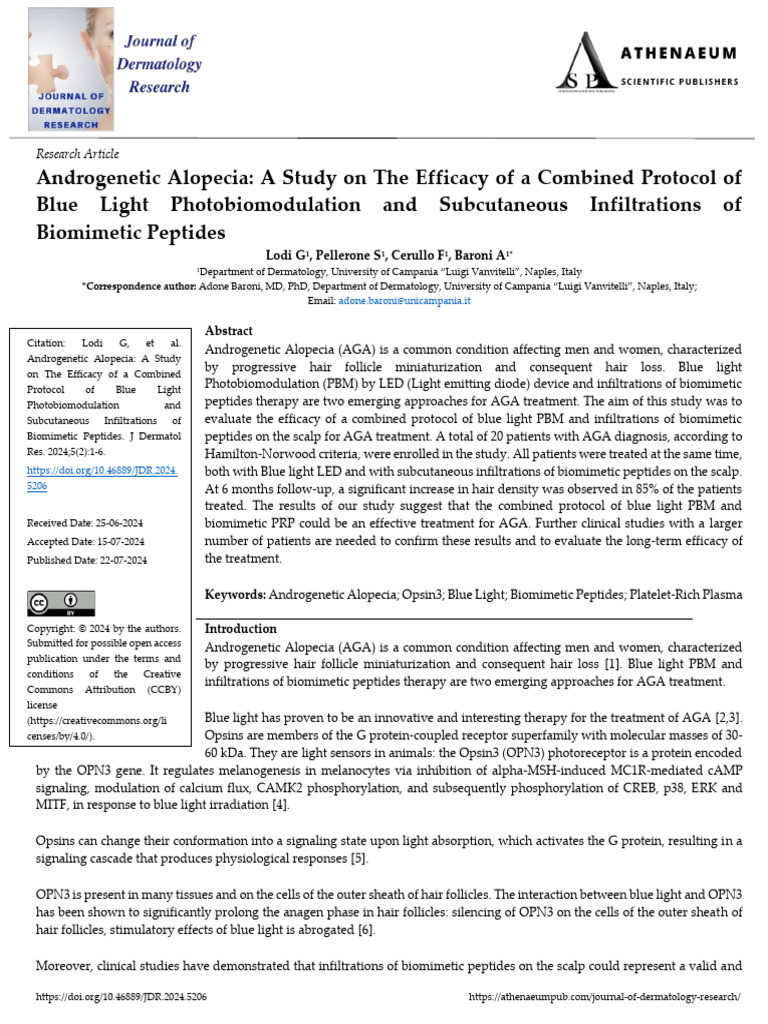 Androgenetic Alopecia A Study On The Efficacy of A Combined Protocol of ...