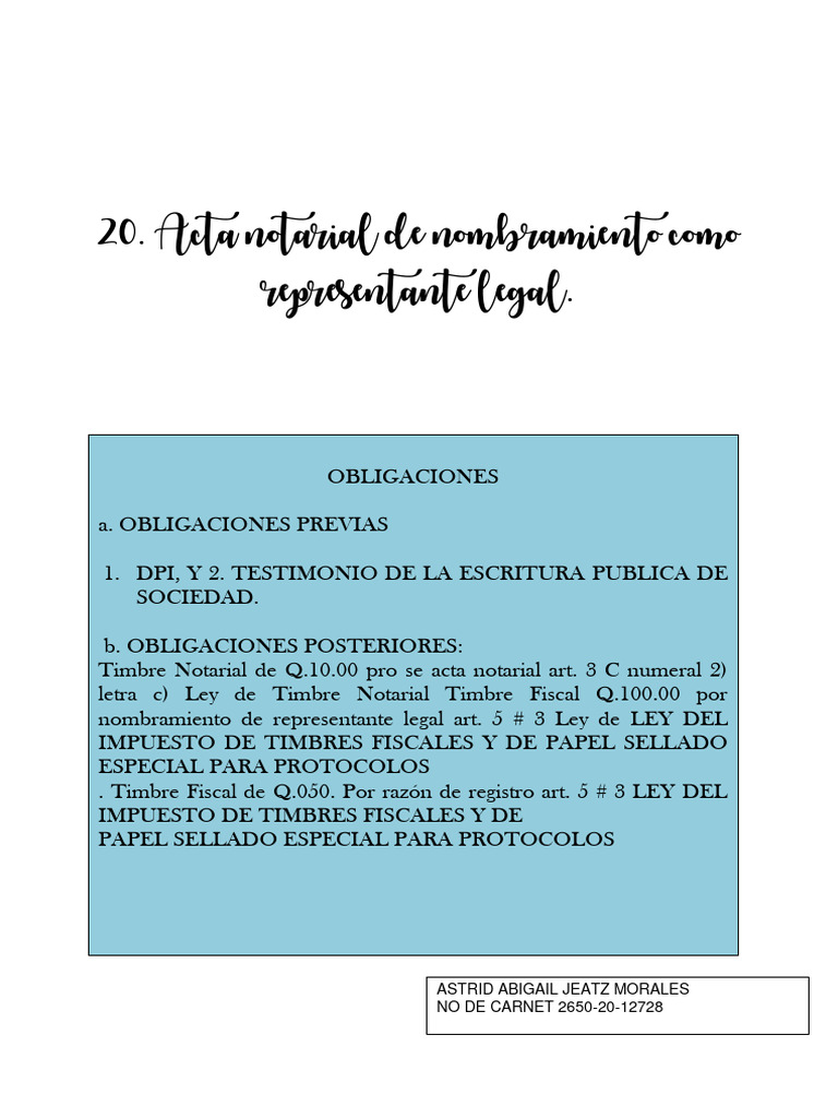 Acta de Nombramiento Representante Legal | PDF