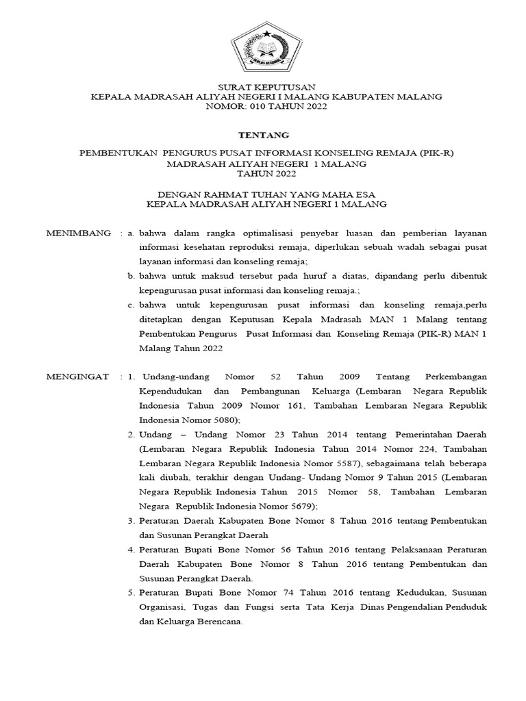 SK Pik-R Ok | PDF | Pengembangan Diri