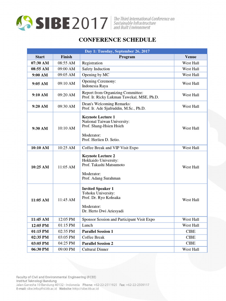 SIBE 2017 Conference Schedule v1 | PDF