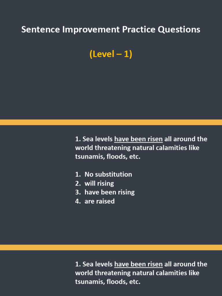 THEONE ? Sentence Improvement Pre 4th Oct Level Up Your English | PDF ...