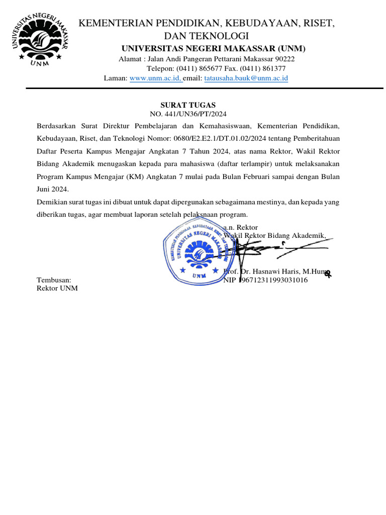 SURAT TUGAS Mahasiswa | PDF