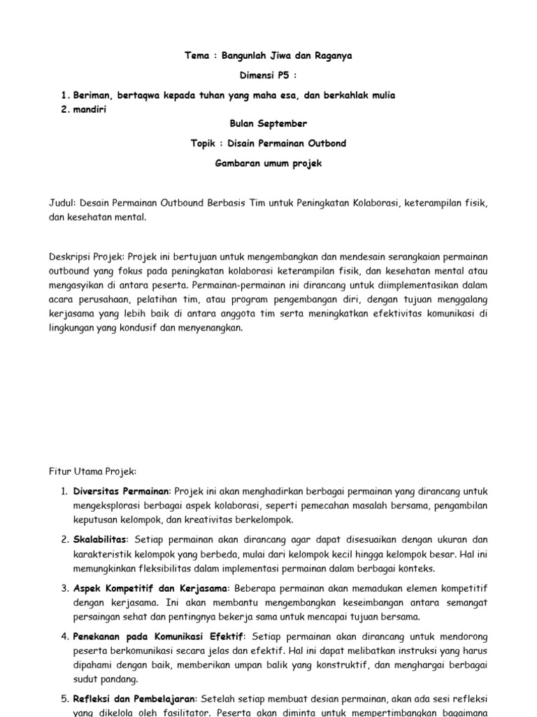 Desain Permainan Outbound Kolaboratif | PDF | Karier & Perkembangan