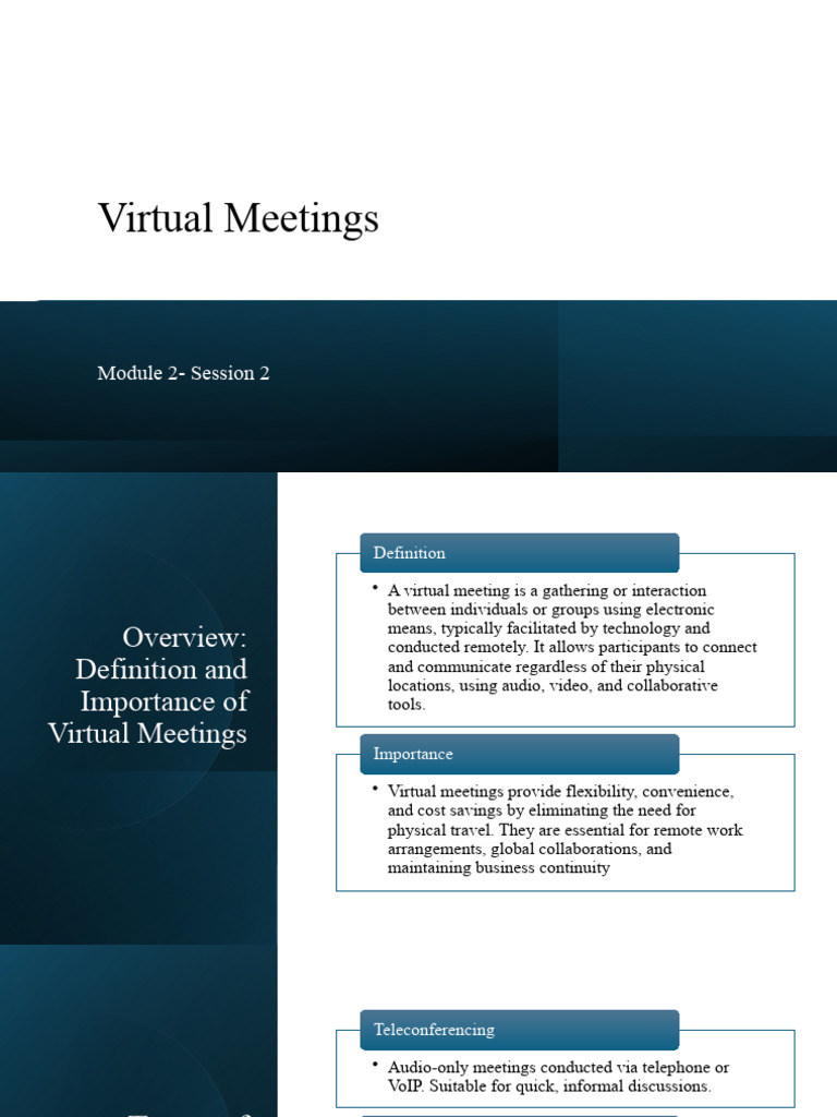 Module 2 - Session 2 - Virtual Meetings | PDF | Web Conferencing ... Module 2 - Session 2 - Virtual Meetings | PDF | Web Conferencing ...