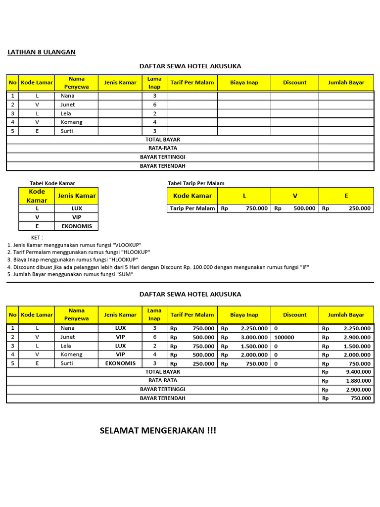 Latihan 8 - Vlookup Hlookup (Nilai) | PDF