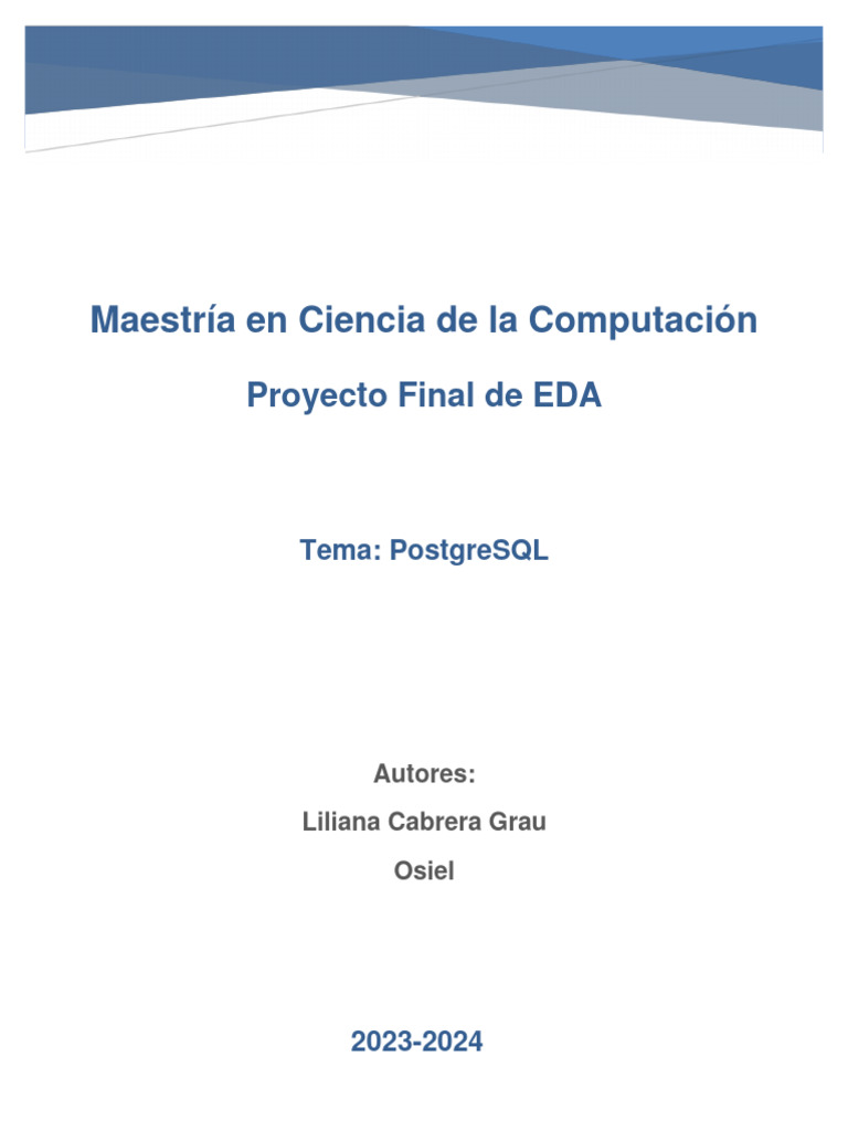 Proyecto Final EDA-MCC Liliana y Osiel | PDF | Postgre Sql | Bases de datos