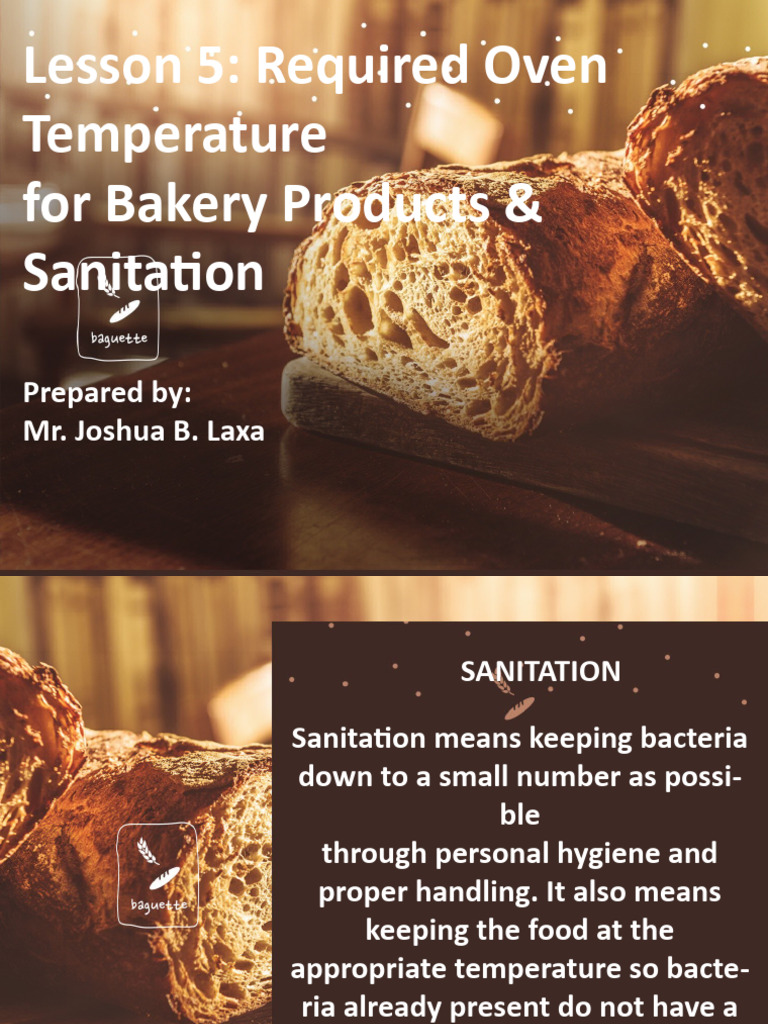Lesson 5 - Required Oven Temperature and Sanitation | PDF